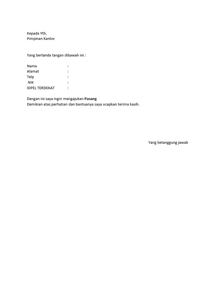 Pengajuan Pemasangan Layanan Baru | PDF