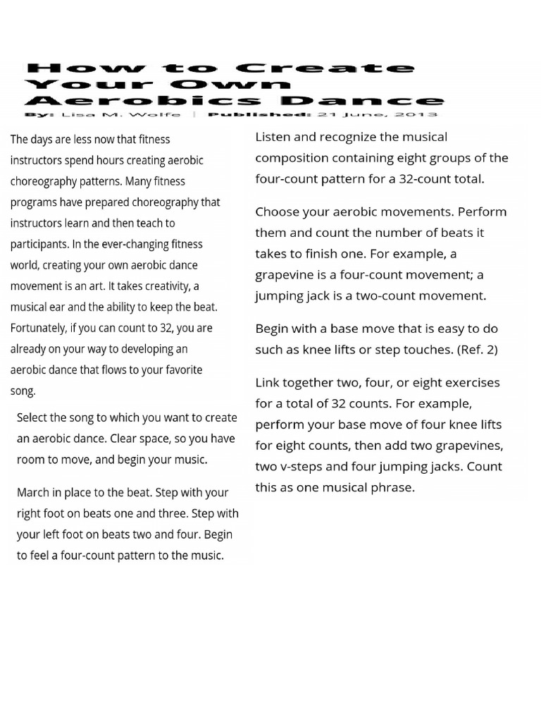 Dance Aerobics Exercises | PDF