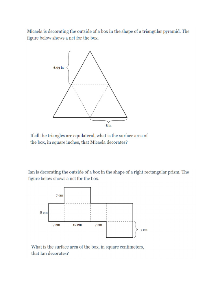 Surface Area From Nets | PDF