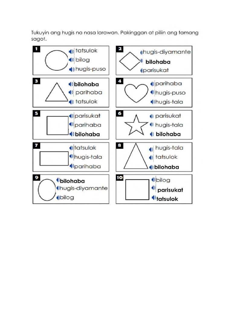 Pagsusulit - Mga Hugis | PDF