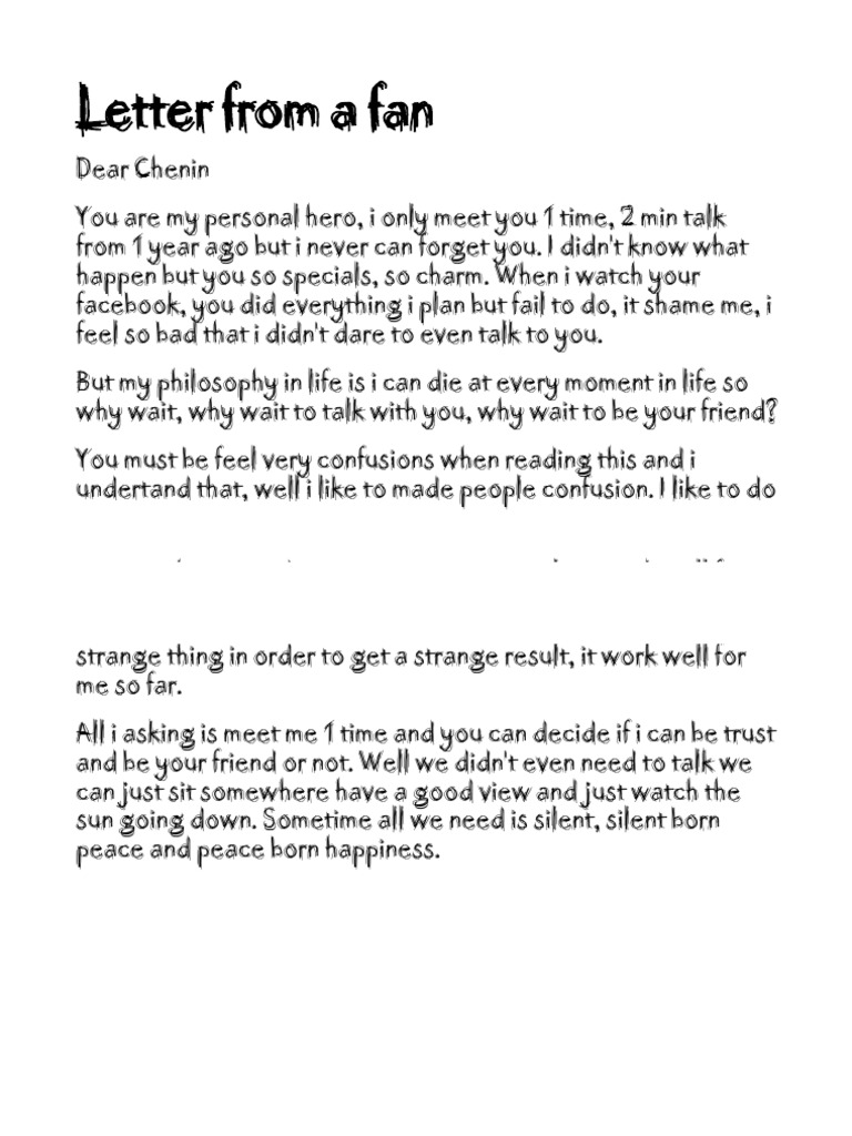 Letter From A Fan | PDF