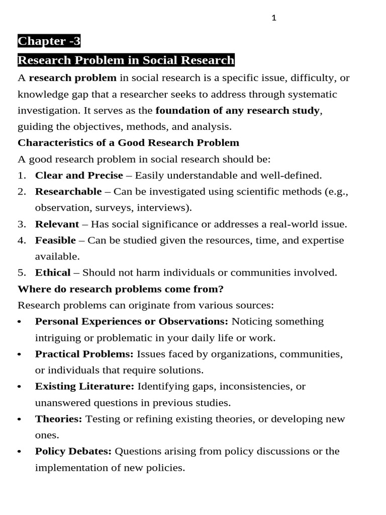 Research Problems in Social Research | PDF | Hypothesis | Science