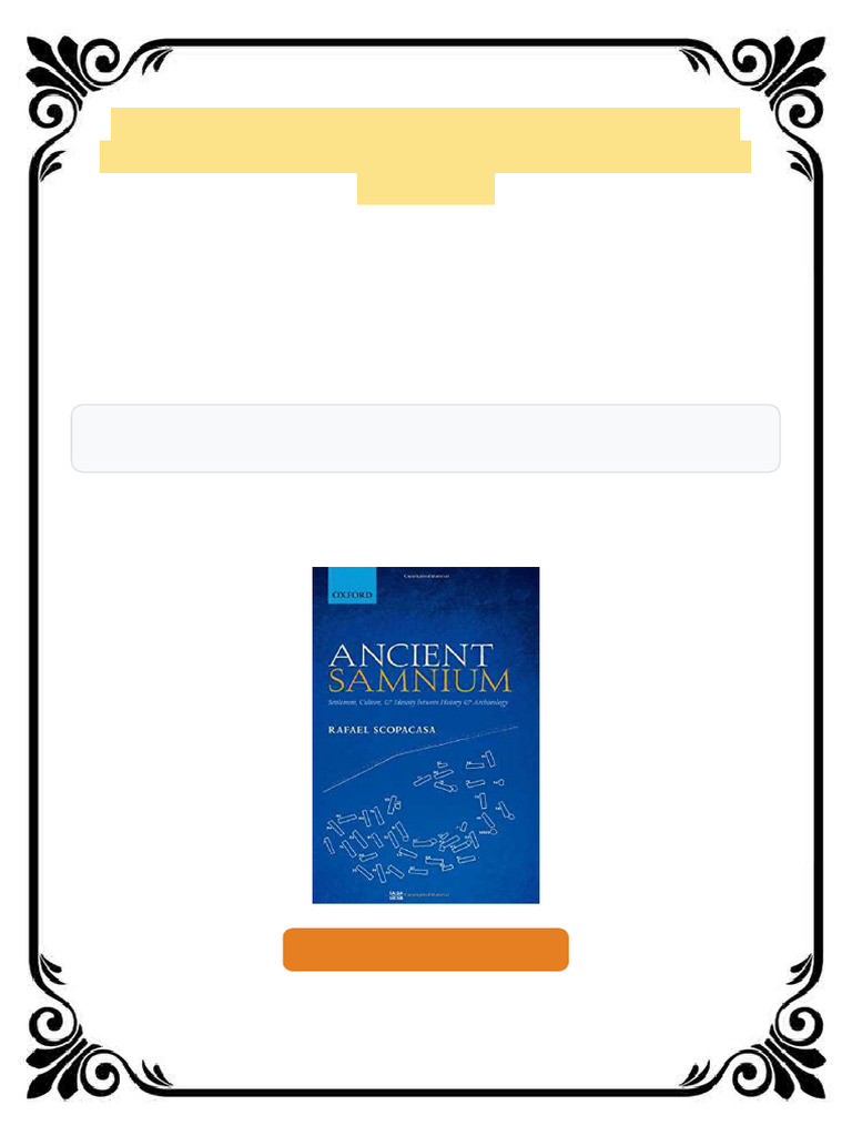 Ancient Samnium Settlement Culture and Identity Between History and ...