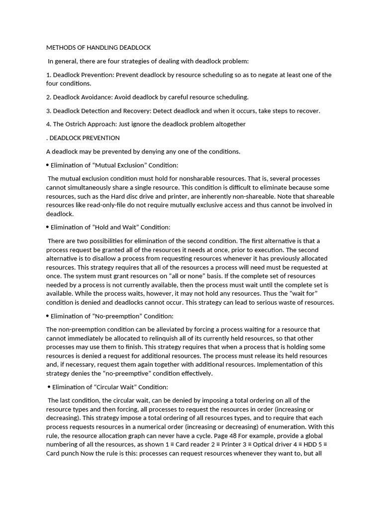 Methods of Handling Deadlock | PDF | Applied Mathematics | Theoretical Computer Science