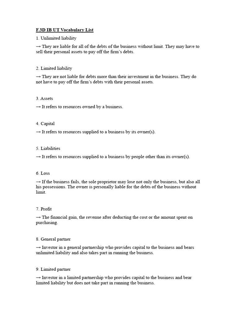 25-26 F3D IB UT Vocab List | PDF