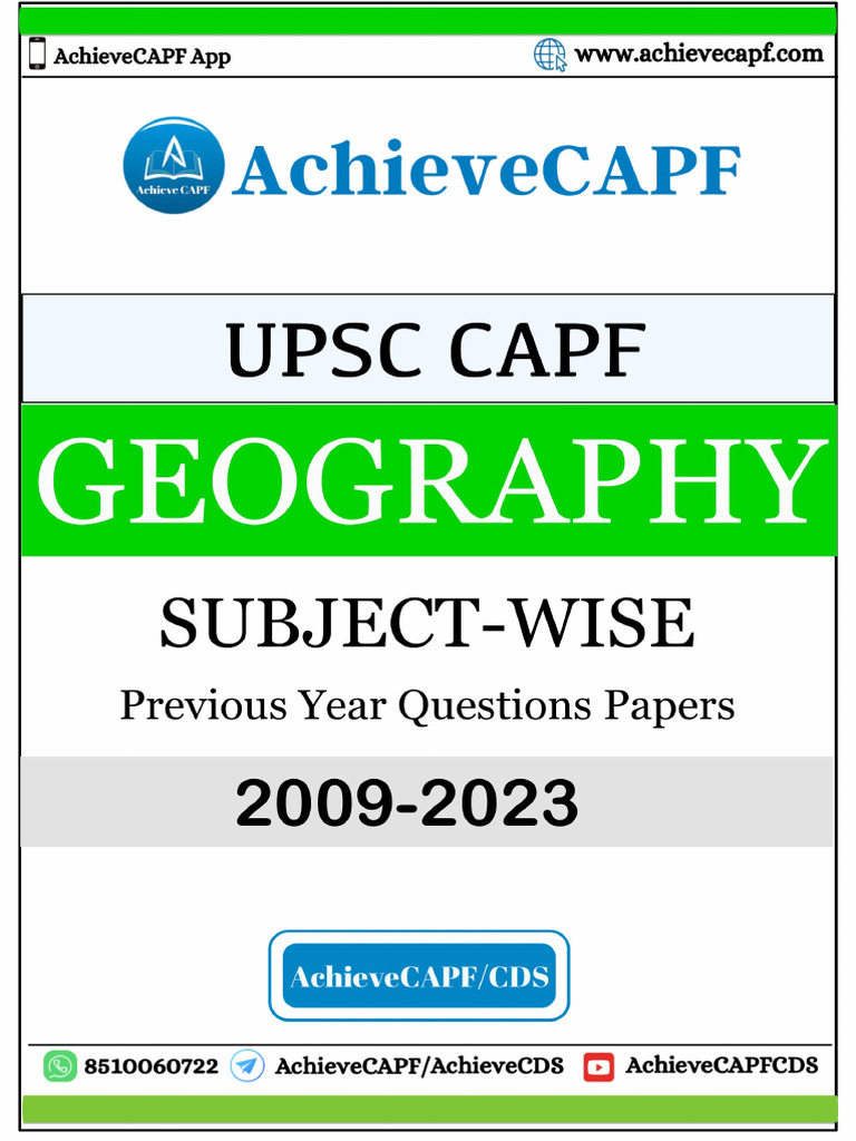 Capf Geography (2009-2023) @achievecapf | PDF