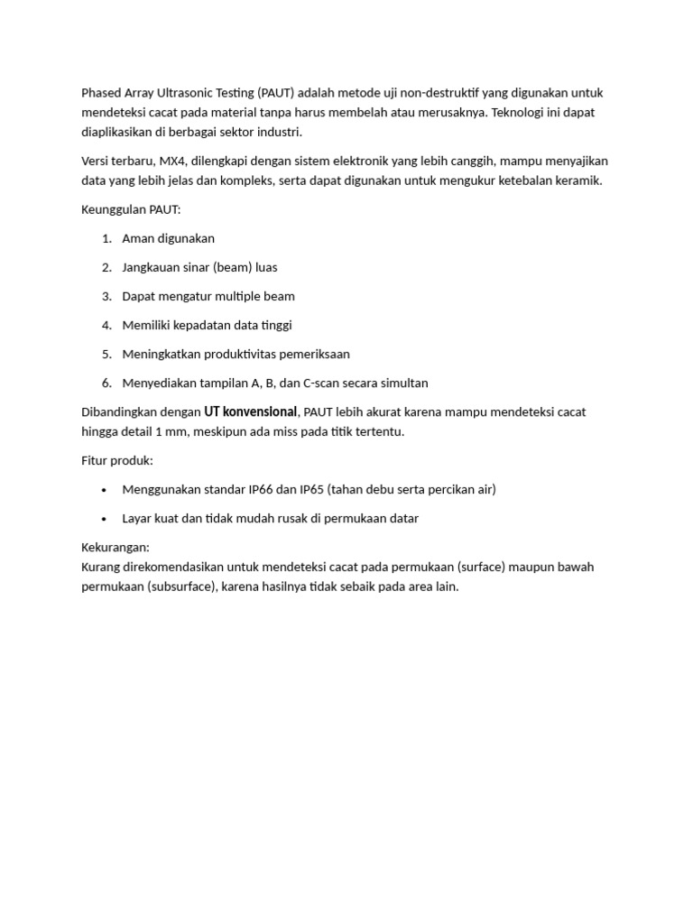 Keunggulan dan Kekurangan PAUT dalam NDT | PDF