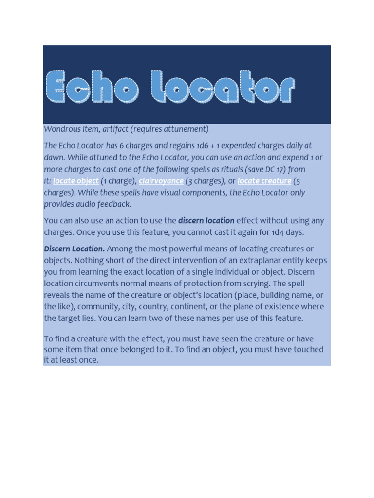 Echo Locator | PDF