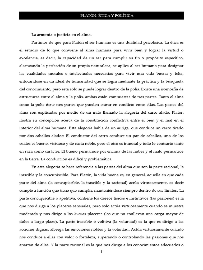 Platón Ética y Política | PDF | Platón | Conocimiento