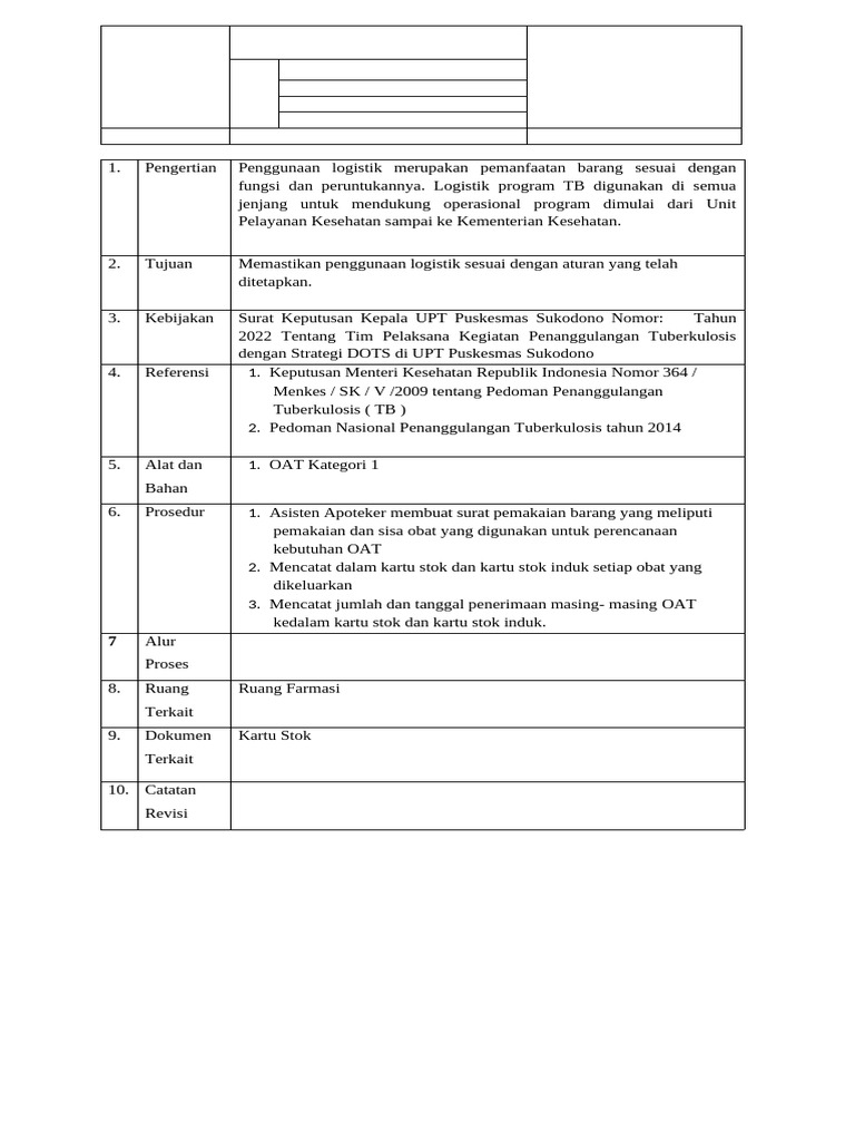 Sop TB Logistik | PDF
