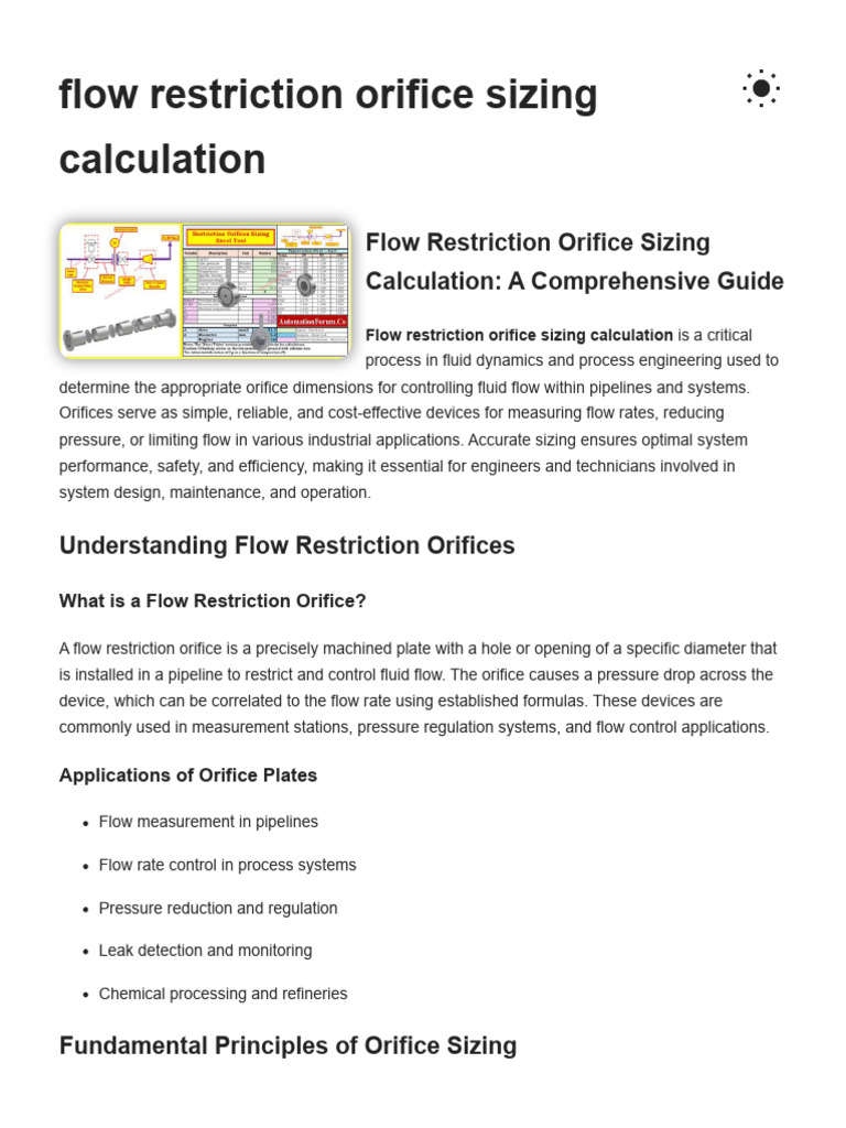 Orifice Sizing Calculation Guide | PDF | Fluid Dynamics | Flow Measurement