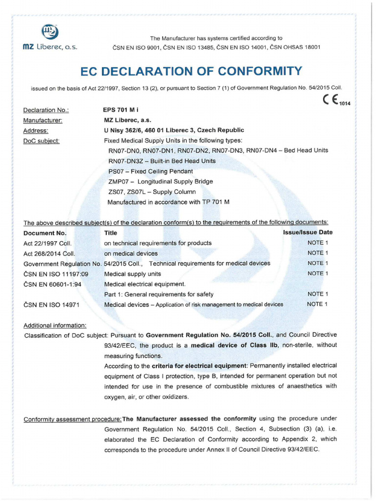 Declaration of Conformity - Bed Head Units - LAO4 | PDF