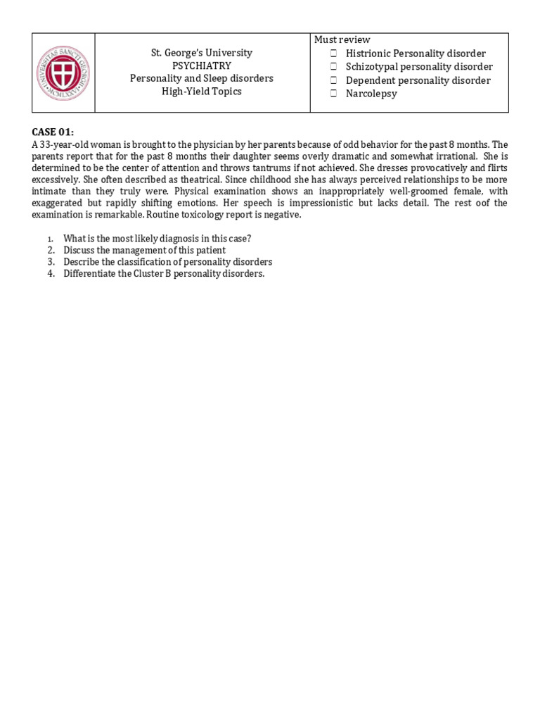 Personality and Sleep Disorders - Discussion Workbook | PDF | Mental ...