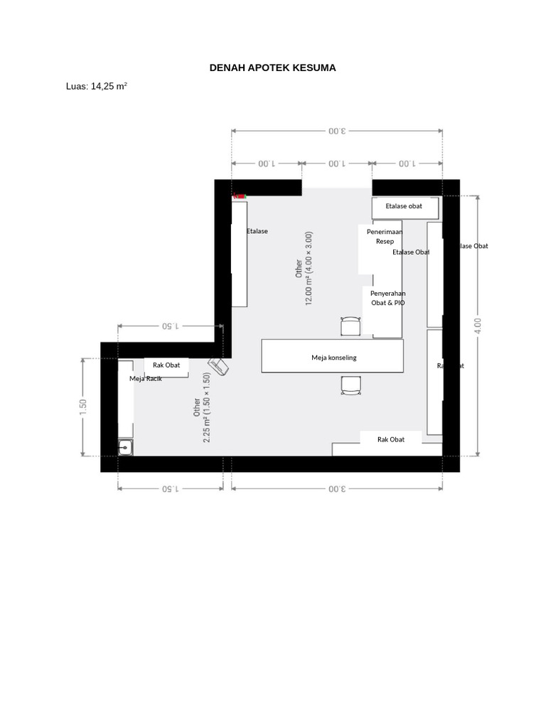 Denah Apotek Kesuma 14,25 m2 | PDF