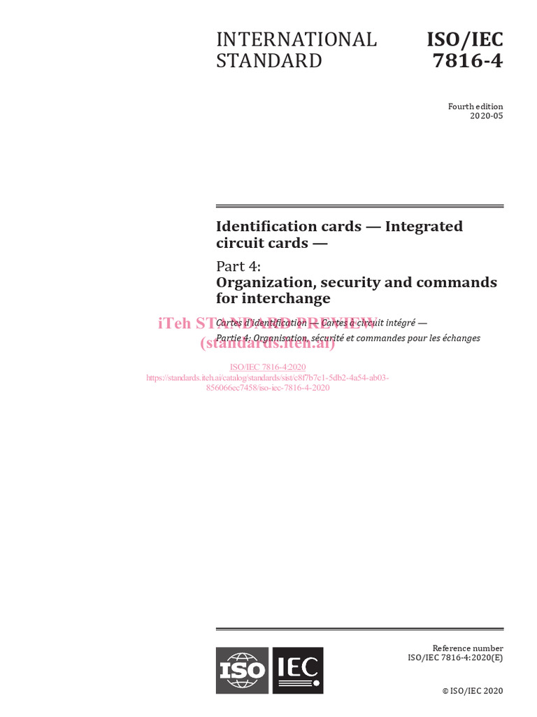 ISO/IEC 7816-4:2020 Overview | PDF | Iso/Iec Jtc 1 | Computing