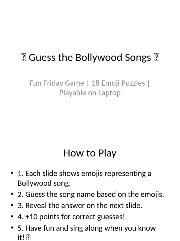 Bollywood Emoji Song Guessing Game | PDF