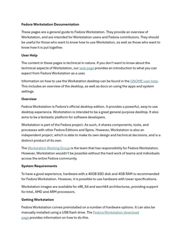 Fedora Workstation Documentation | PDF | Workstation | Computing