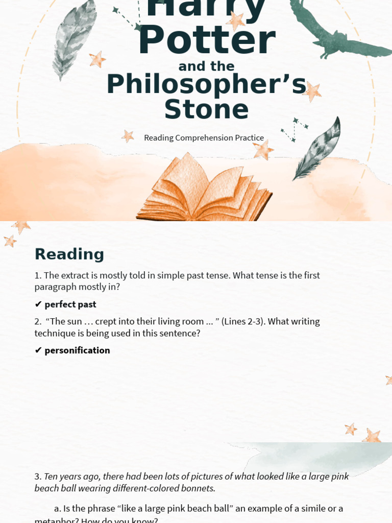 Harry Potter Extract Comprehension Questions | PDF | Narration | Ellipsis