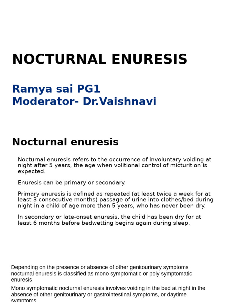 Presentation 7 | PDF | Nocturnal Enuresis | Urinary Incontinence