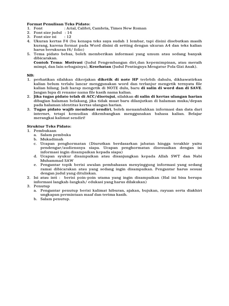 Format Penulisan Teks Pidato | PDF
