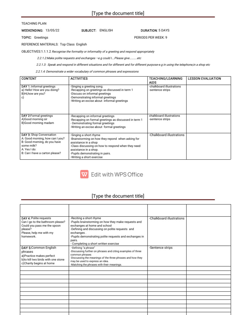 Lesson Preparation Notes STD 2 TERM 2 - 123805 2 | PDF