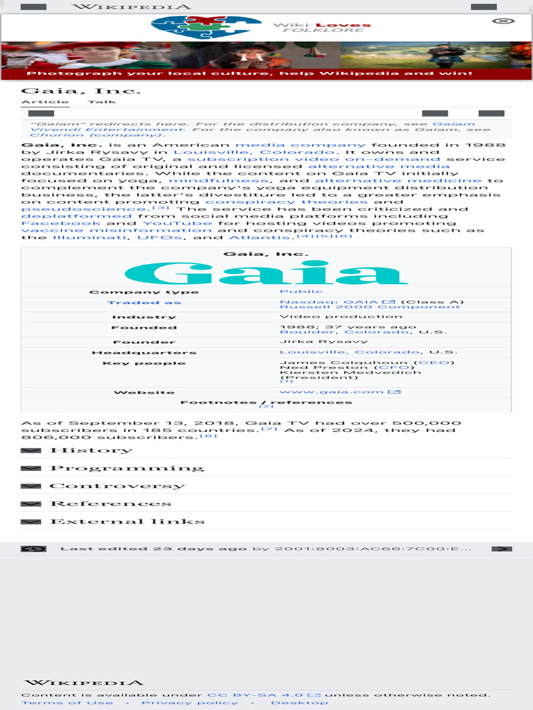 Gaia, Inc. - Wikipedia | PDF