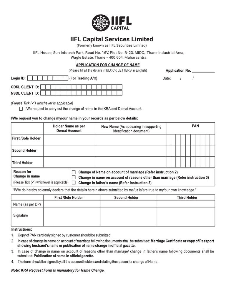 Change of Name Form | PDF