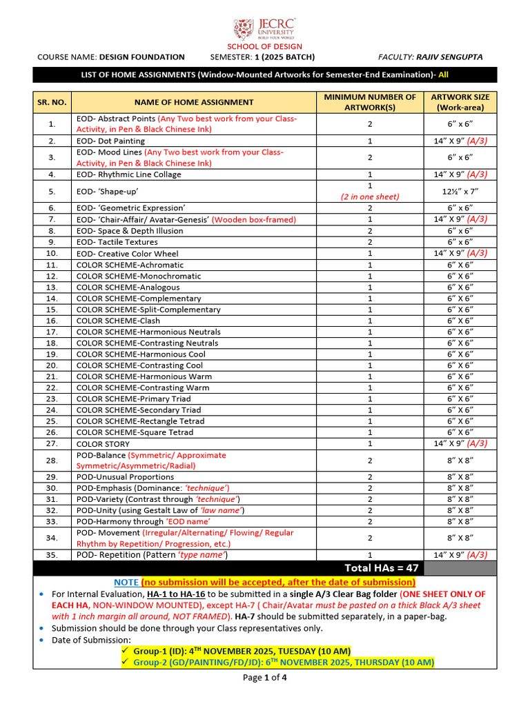 Design Foundation Course Assignments 2025 | PDF | Vision | The Arts