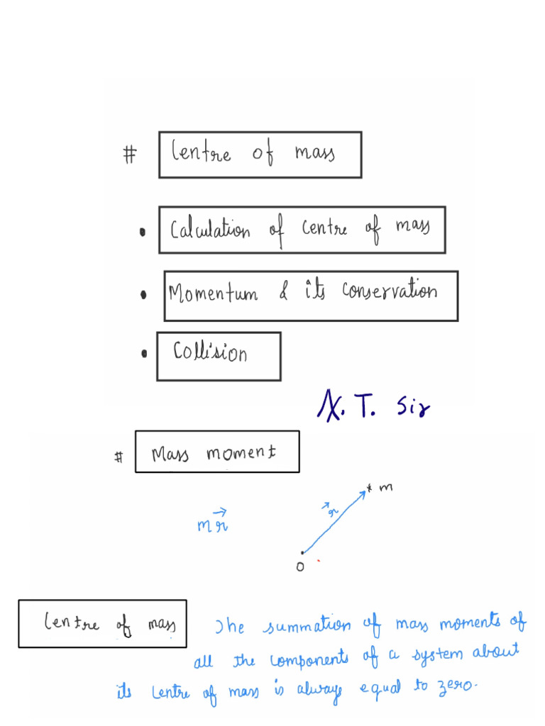 Centre Of Mass Momentum Collision Basics Class Notes Pdf