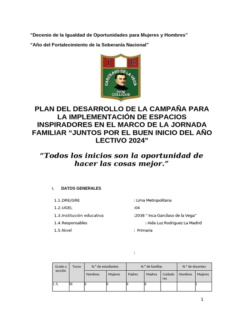 Plan Juntos Biae Igv 2024 | PDF | Salón de clases | Academia