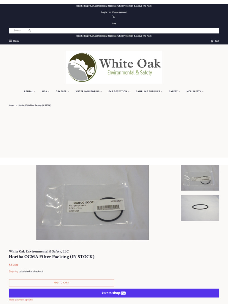 Horiba OCMA Filter Packing (In STOCK) | PDF