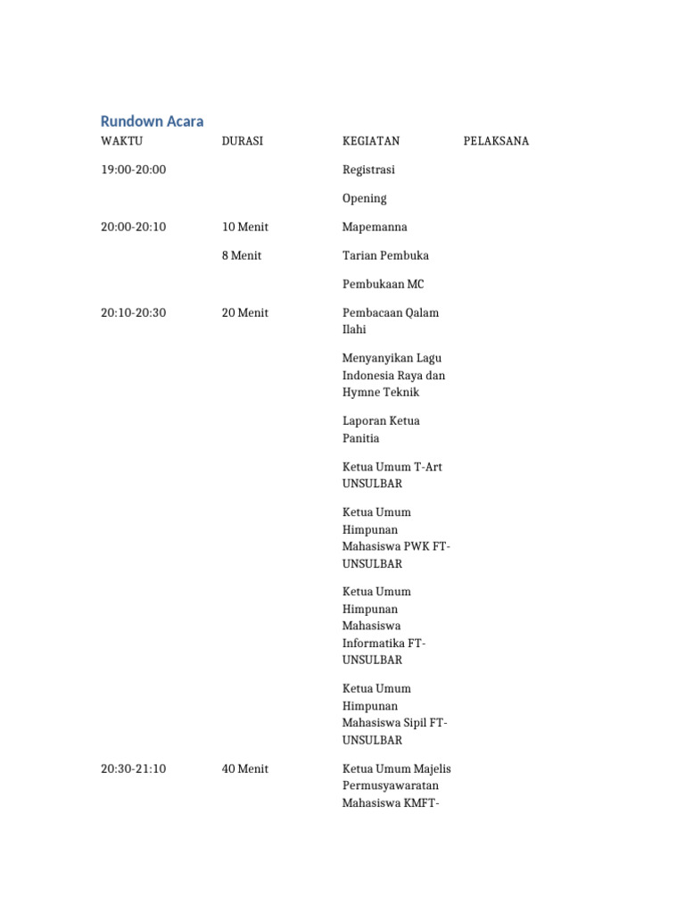 Rundown Acara Format | PDF