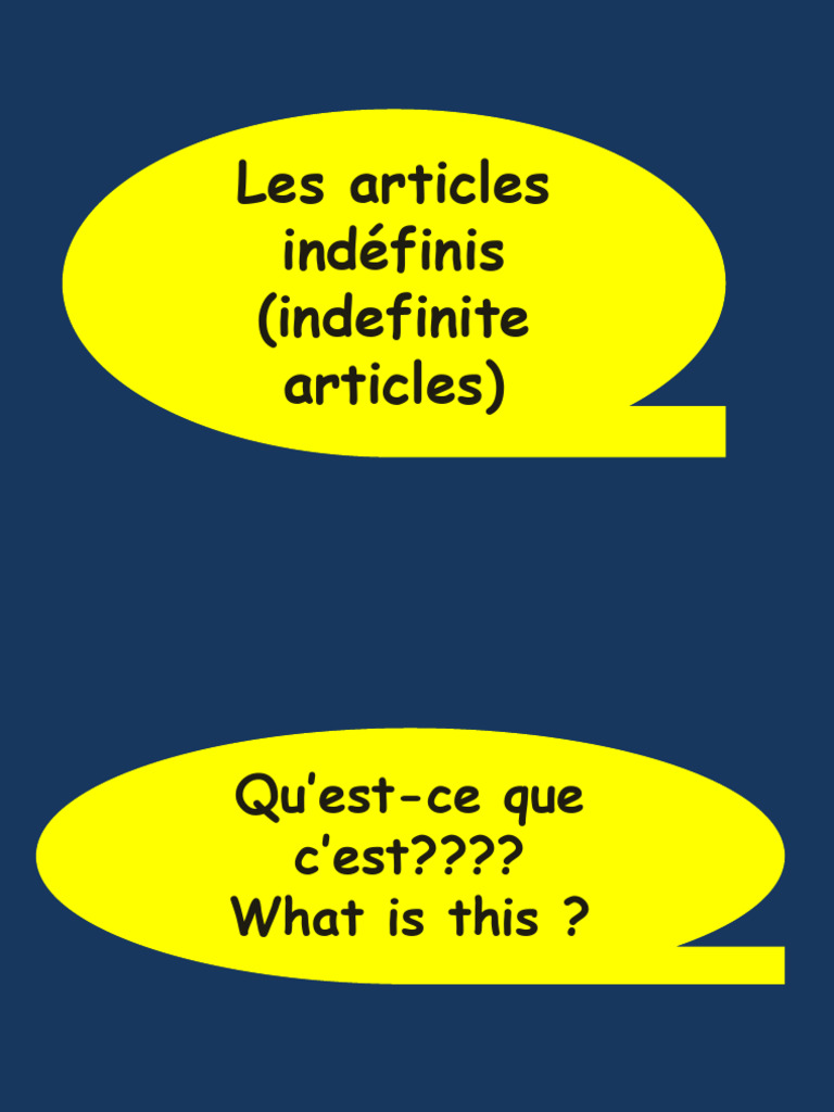 Comprendre les articles indéfinis en français | PDF | Instruments d ...