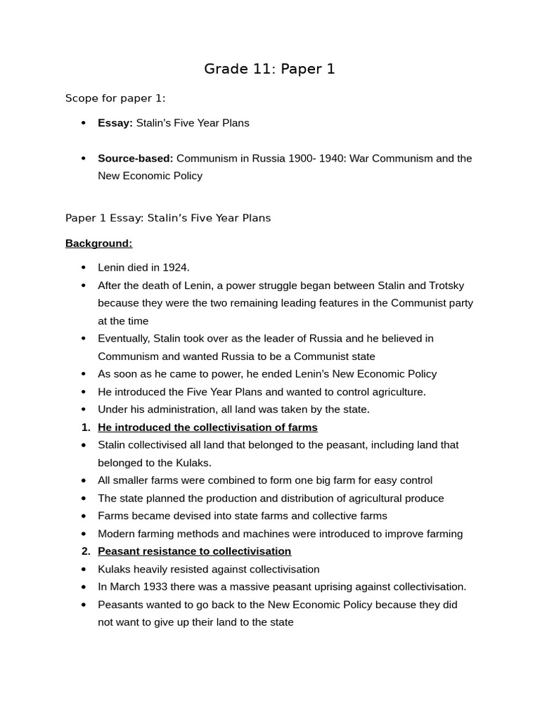 Stalin's Five Year Plans | PDF | Joseph Stalin | Communism