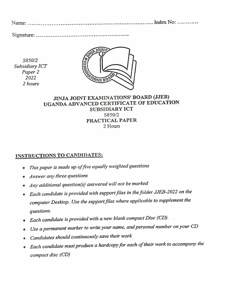 Jjeb 2022 Sub Ict Paper Two Practical | PDF