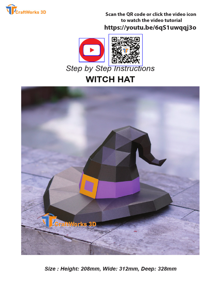 3D Witch Hat Craft Template Guide | PDF