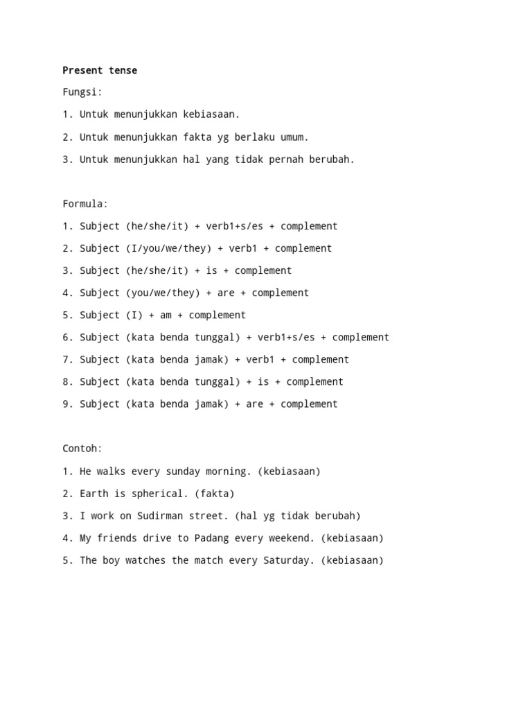 Present Tense Explanation | PDF