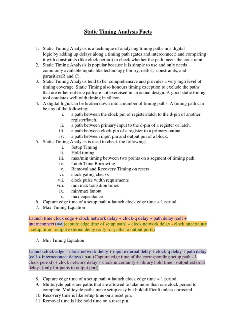 Static Timing Analysis Facts PDF | PDF | Computer Hardware | Electronic ...