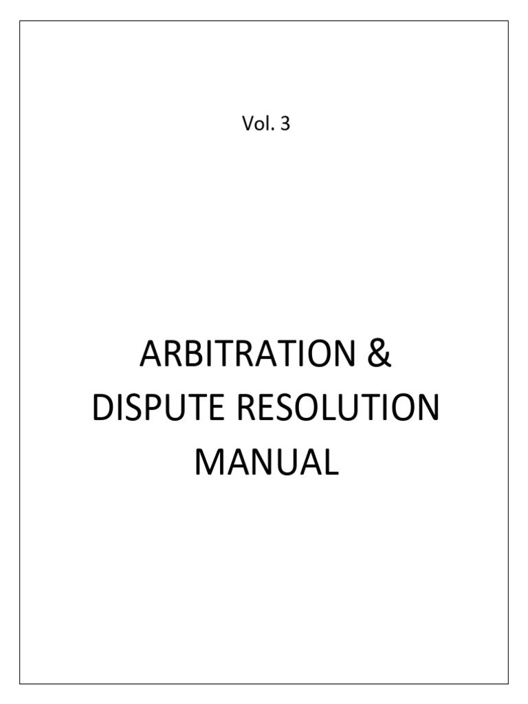 Vol 3 ADR Manual | PDF | Arbitration | Arbitral Tribunal