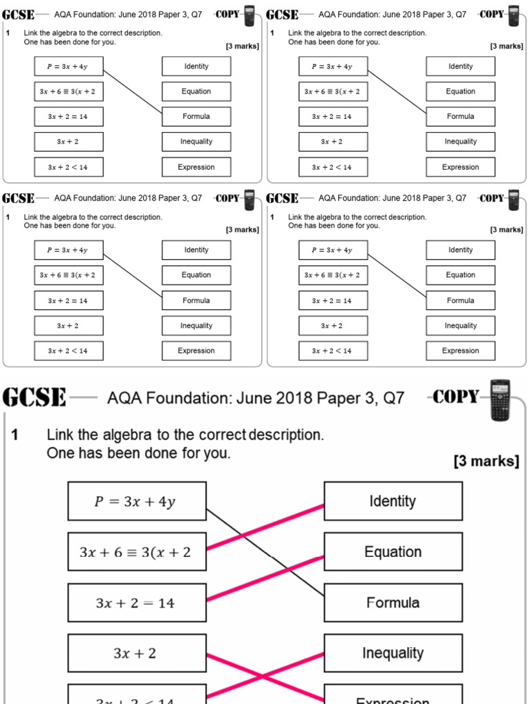 AQA June 2018 Algebra Questions | PDF