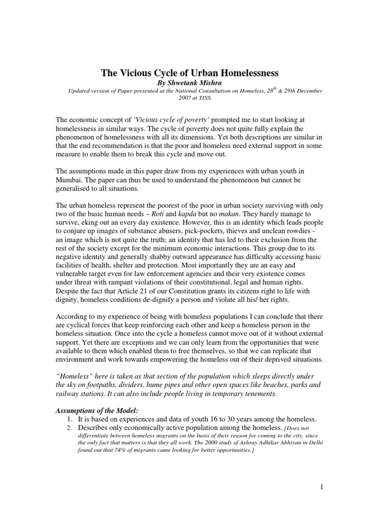 Urban Homelessness Cycle - Shwetank Mishra | PDF | Homelessness | Group ...
