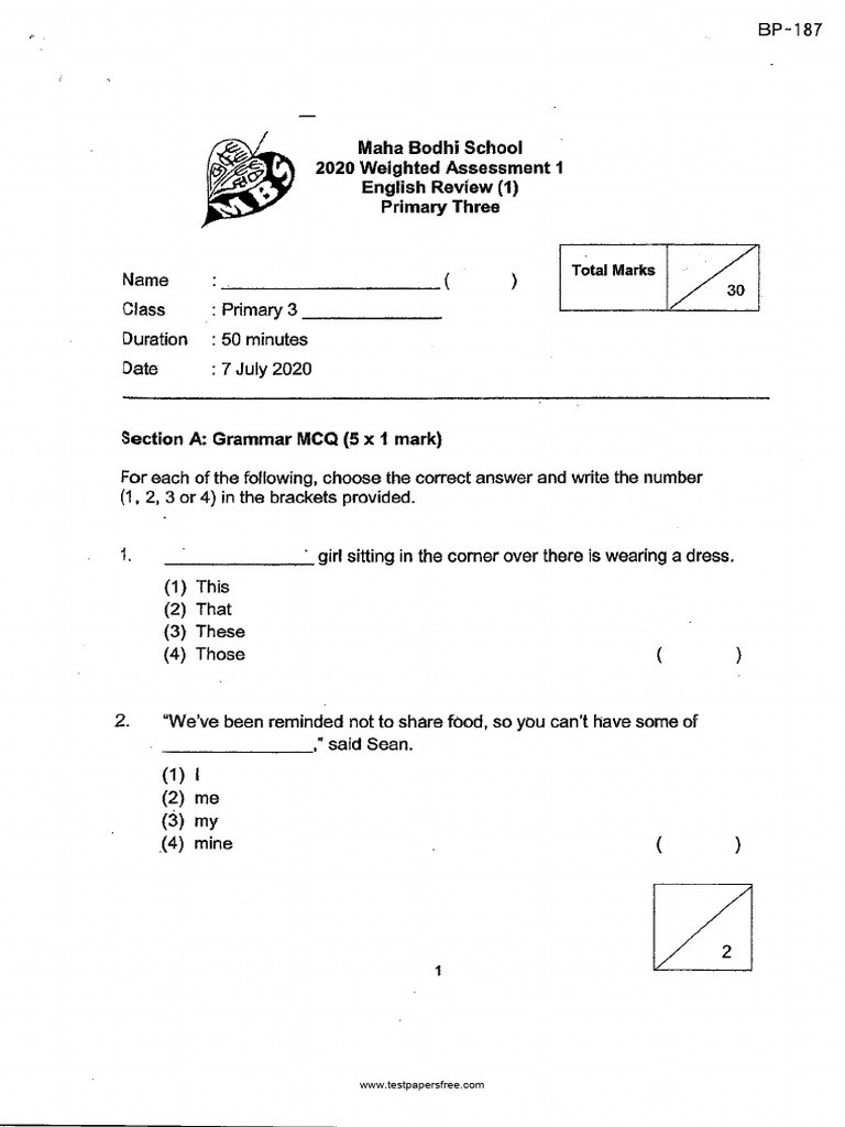 P3 English 2021 CA2 Mahabodhi | PDF