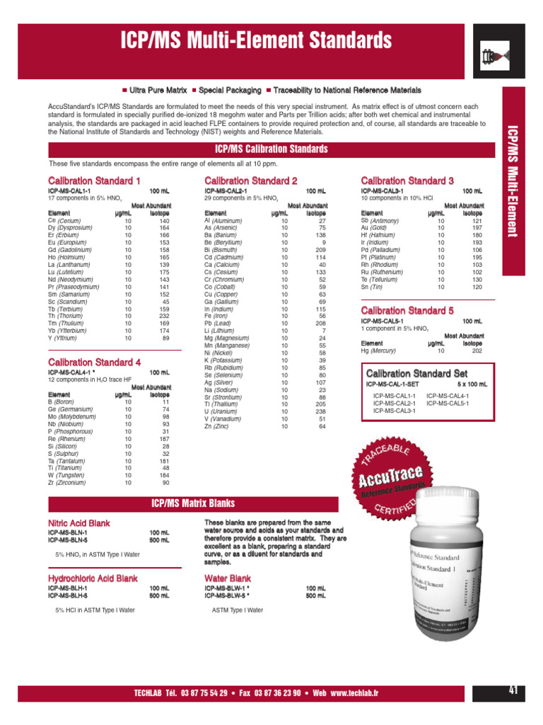 ICP-MS Multi-Element Calibration Standards | PDF | Manganese | Calcium