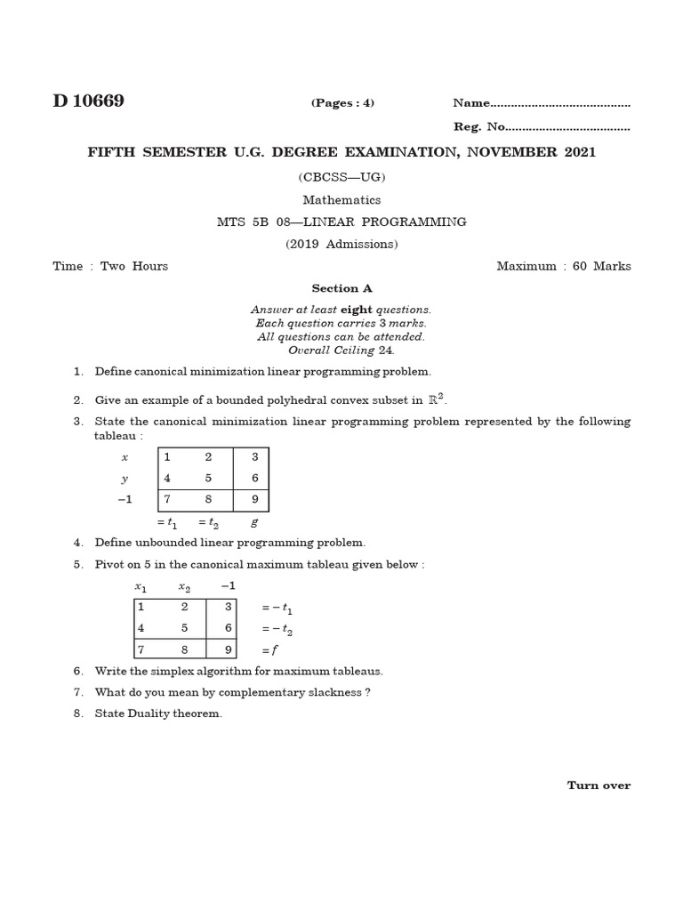 2021 MTS 5B 08 - 10669 - Linear Programming | PDF | Linear Programming | Algorithms And Data ...
