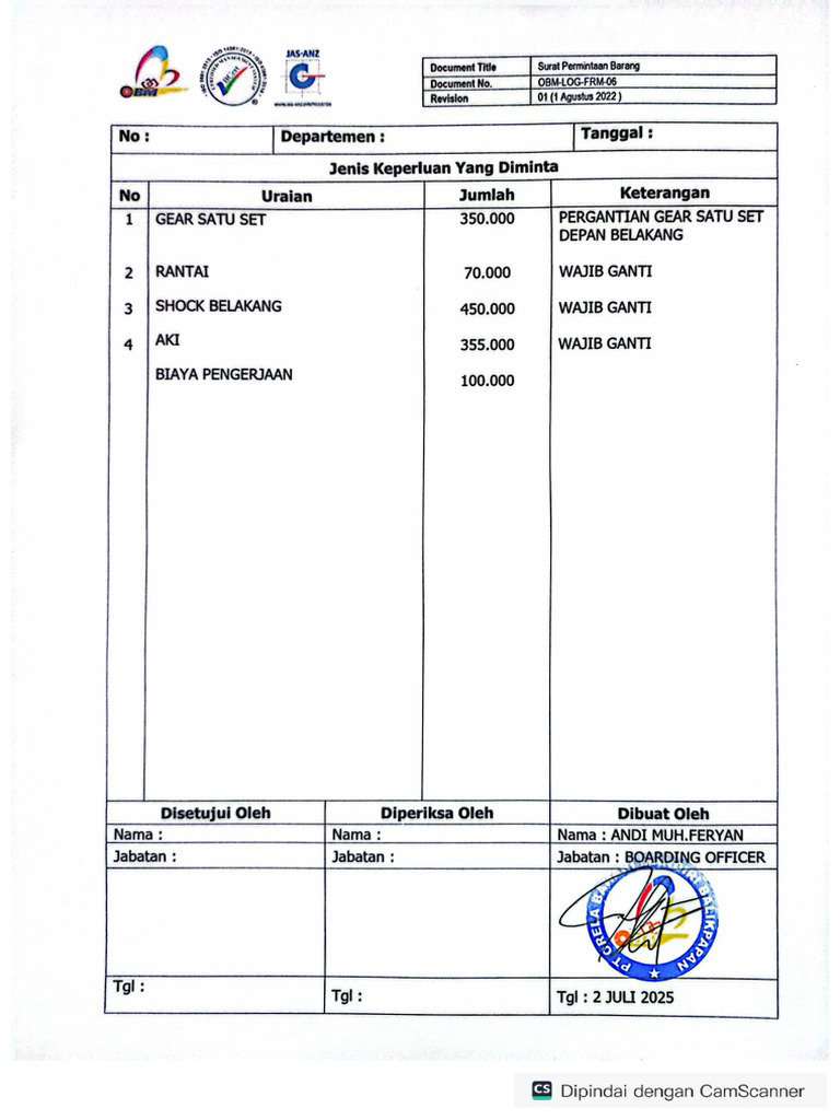 List Perbaikan Motor | PDF