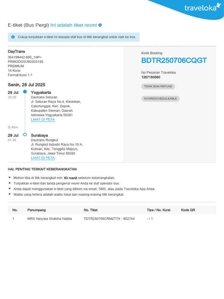 BUS AWAY E-Ticket | PDF