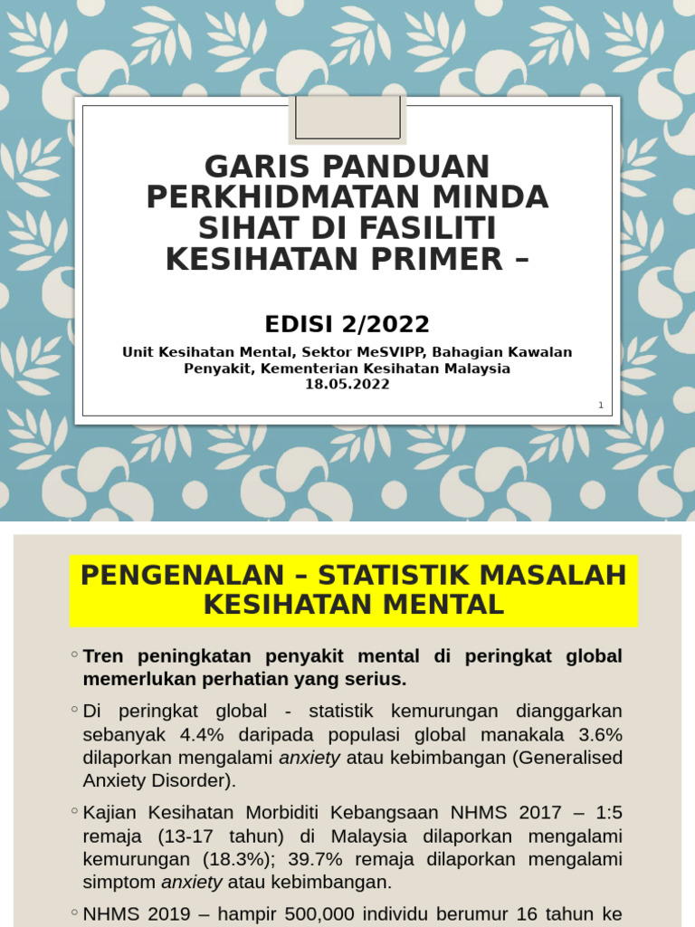 Garis Panduan Saringan Minda Sihat Di Fasiliti Kesihatan | PDF