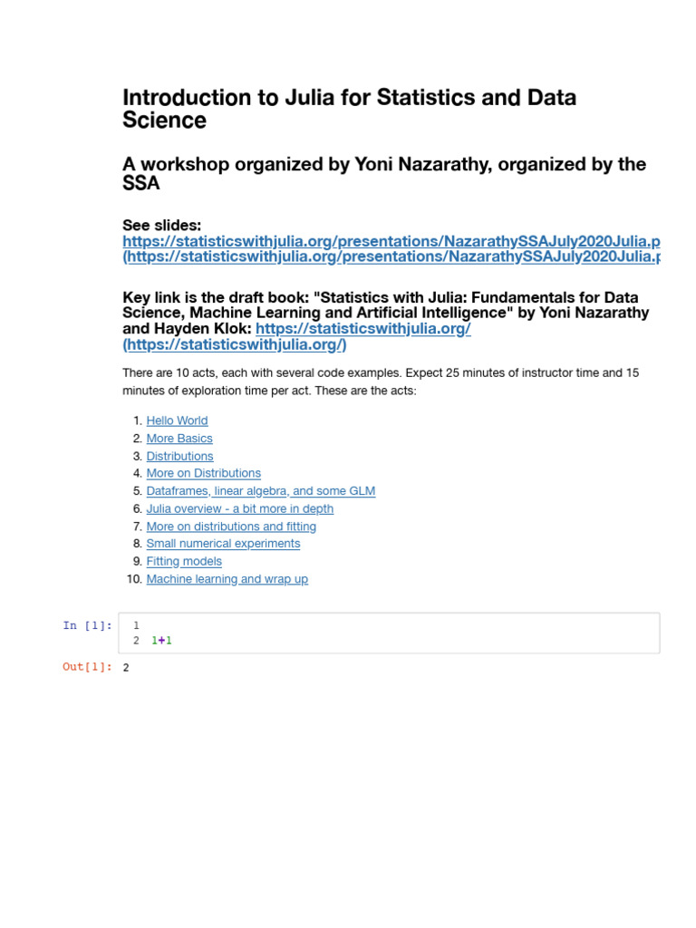 SSAJuliaJuly2020Nazarathy Jupyter Notebook | PDF | Probability ...