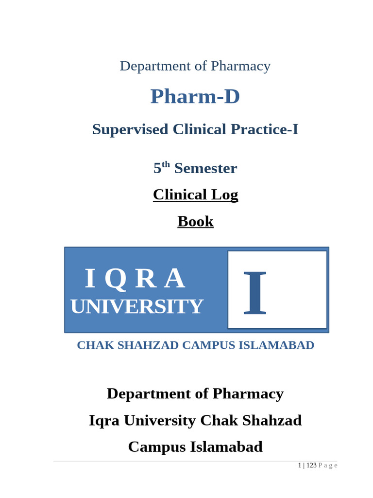 Pharm-D Clinical Practice Logbook Guide | PDF | Cholesterol | Chemistry
