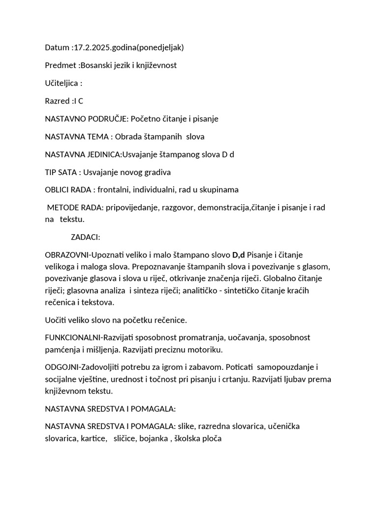 SLOVO D D Priprema Za Čas | PDF